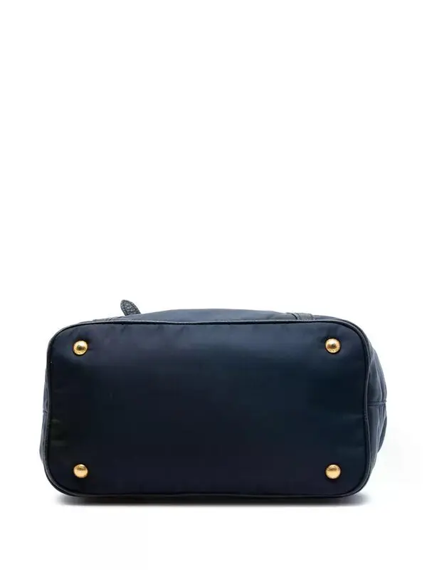 Prada 2013-2026 Vitello Daino Trimmed Tessuto Satchel - Blue