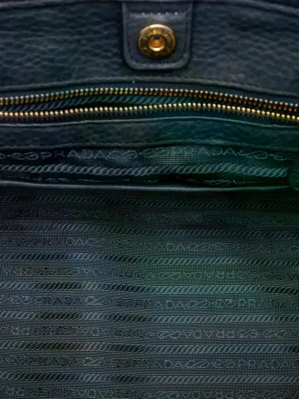 Prada 2013-2026 Vitello Daino Trimmed Tessuto Satchel - Blue