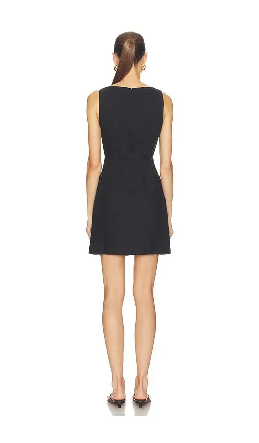 Madewell Boatneck Shirred Linen Mini Dress