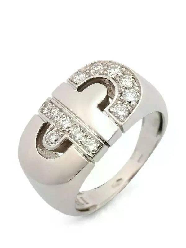 BVLGARI 18k White Gold Parentesi Diamond Ring - Silver