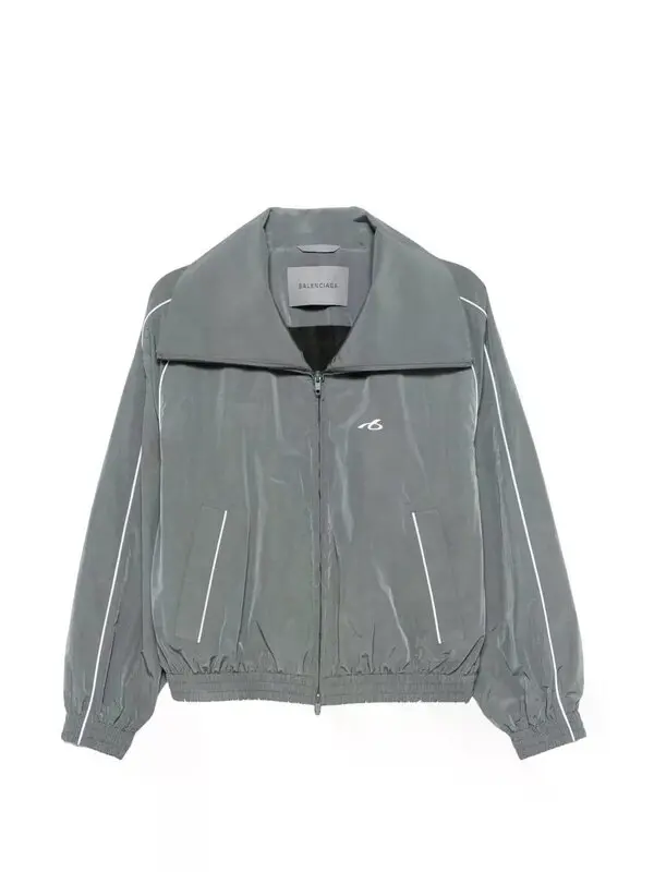 Balenciaga Logo-print High-neck Zip-up Jacket - Grey