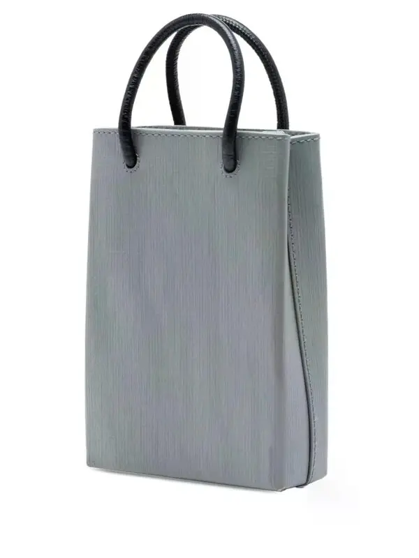 Balenciaga Calfskin Logo Shopping Phone Holder Satchel - Grey
