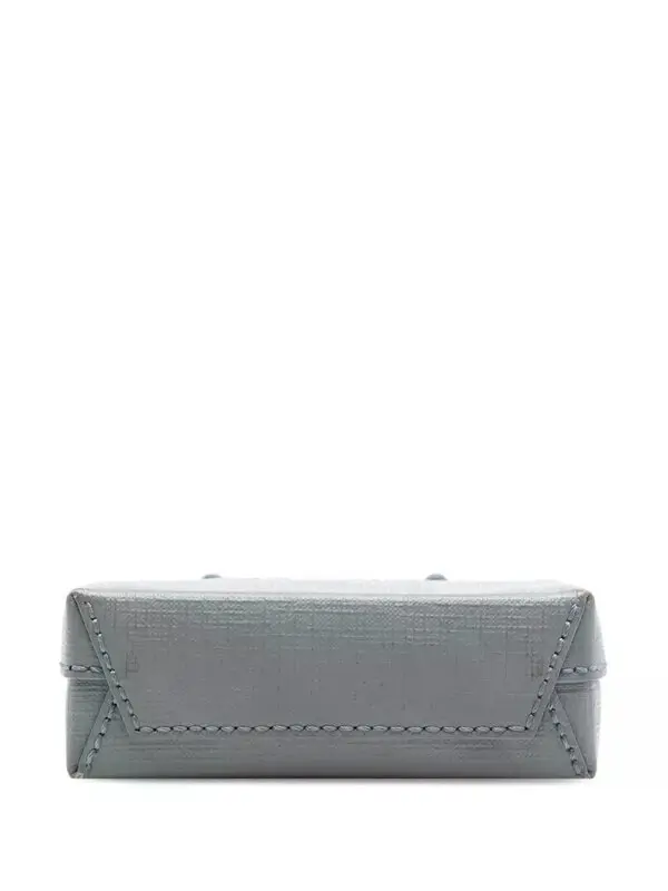 Balenciaga Calfskin Logo Shopping Phone Holder Satchel - Grey