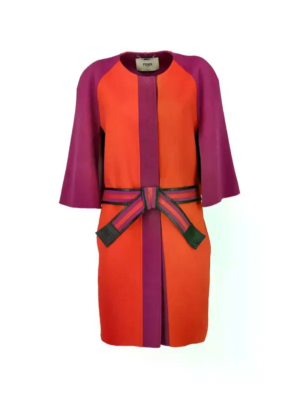 Fendi Belted Cape-sleeve Coat - Orange