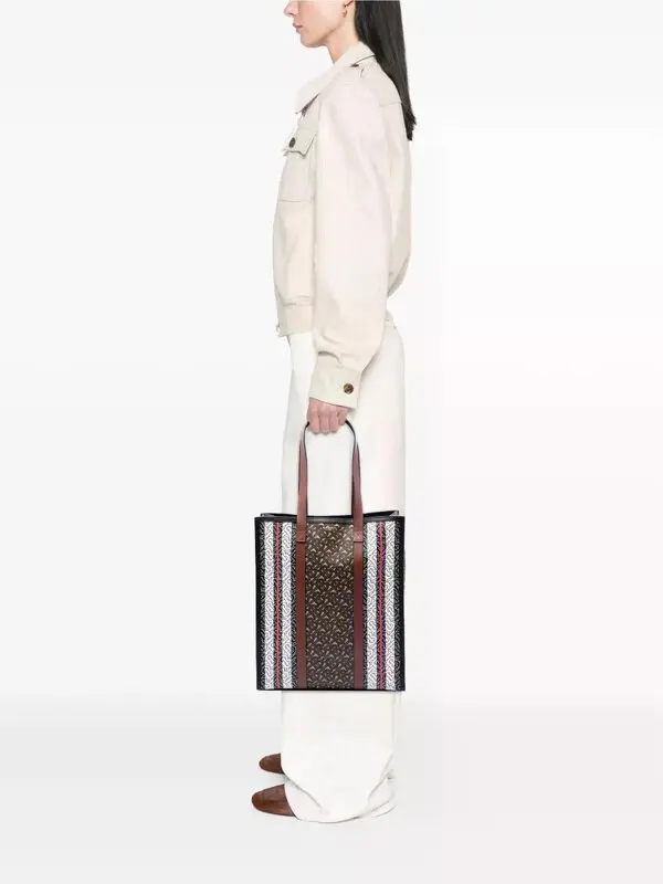 Burberry Tb Monogram E-canvas Stripe Vertical Tote Bag