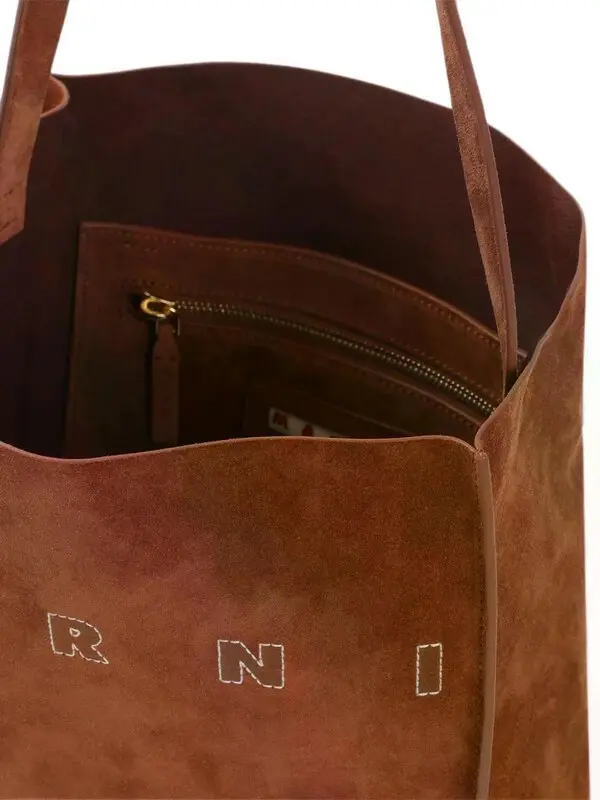 Marni Small Museo Logo Embroidered Shoulder Bag - Brown