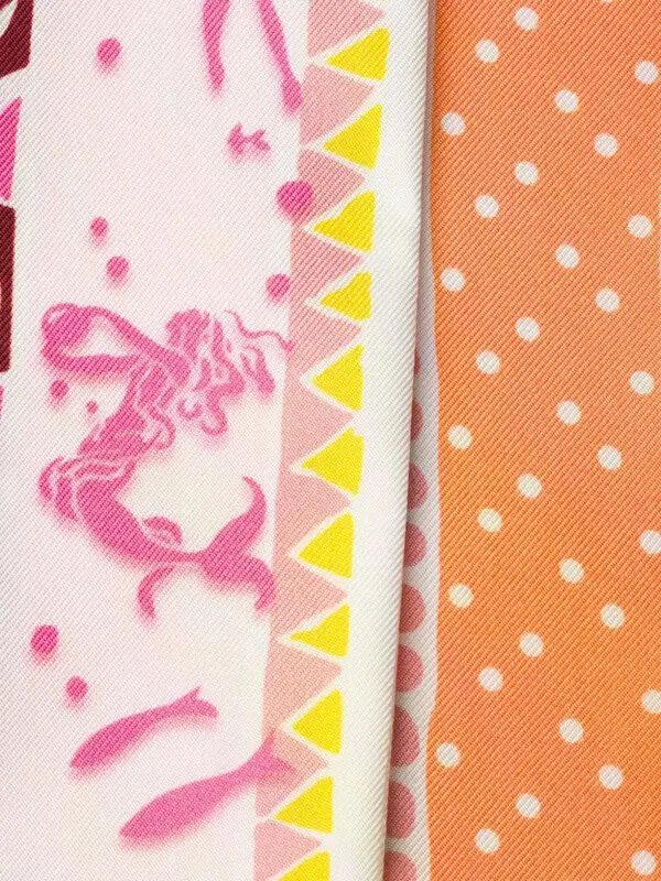 Prada Printed Silk Twill Skinny Scarf - Pink