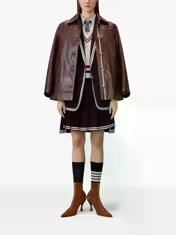 Thom Browne Pleated Mini Skirt With Signature Striping