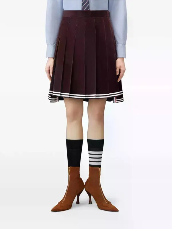 Thom Browne Pleated Mini Skirt With Signature Striping