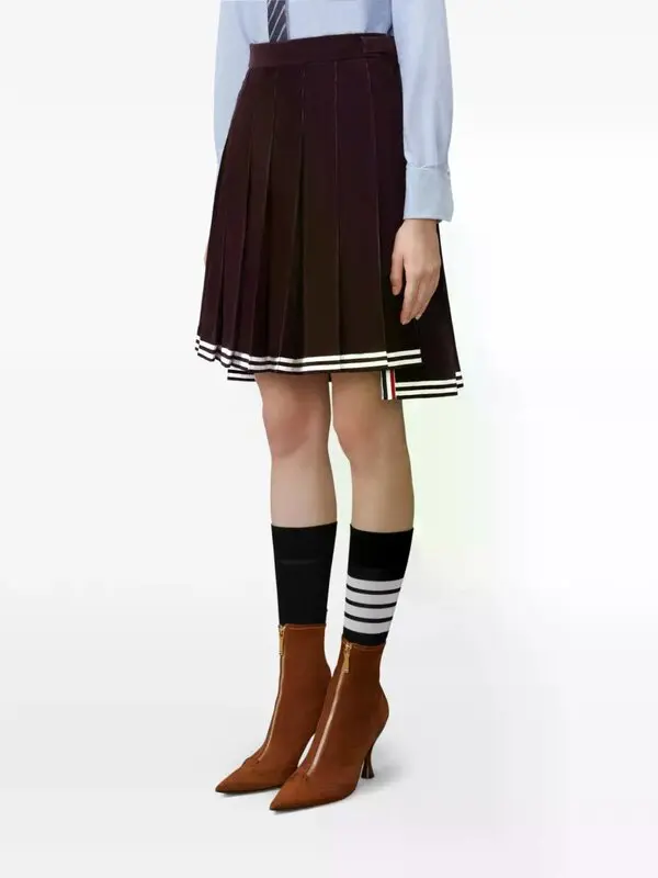 Thom Browne Pleated Mini Skirt With Signature Striping