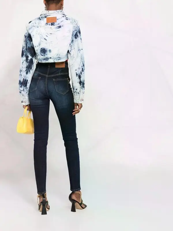 Philipp Plein Bleached-effect Cropped Denim Jacket
