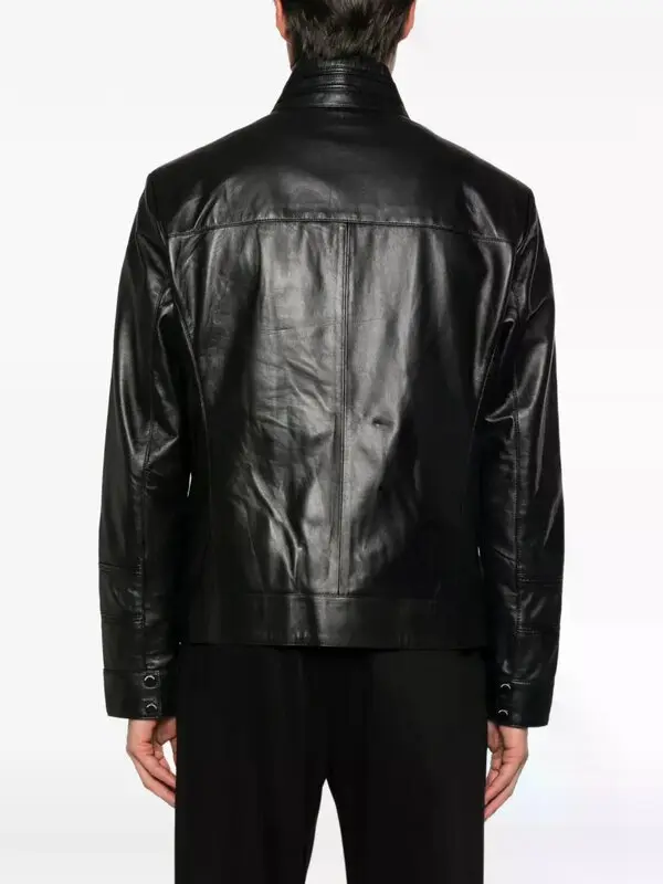 SERGIO MORETTI FIRENZE Leather Snakeskin-effect Panelled Jacket