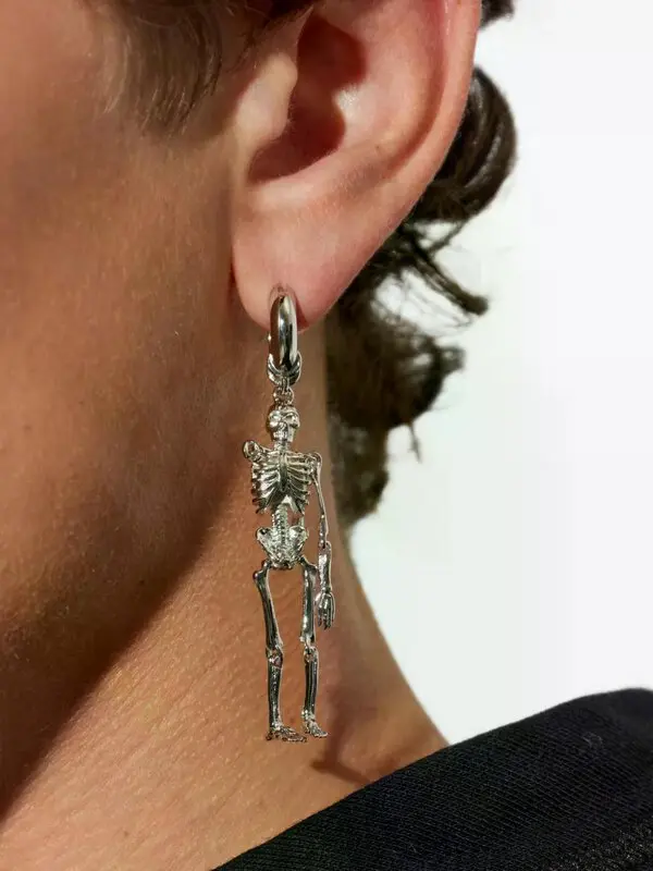 Alexander McQueen Skeleton Pendant Hoop Earring