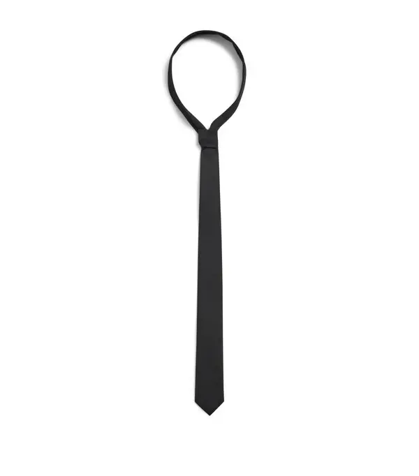 Balenciaga Wool Logo Tie - Black