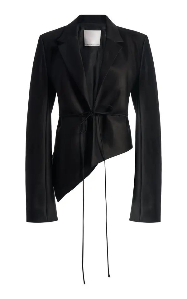 Christopher Esber Released Asymmetric Satin Blazer - Black