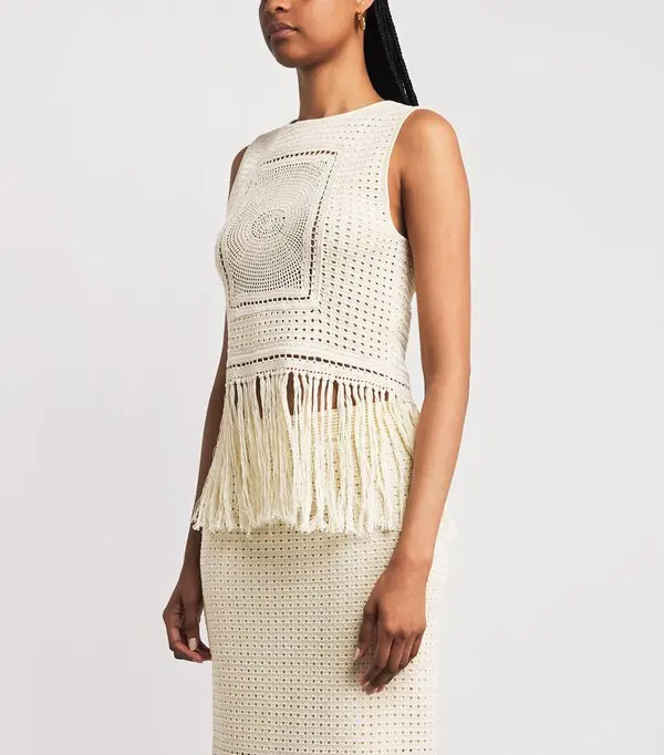 Zimmermann Indra Crochet Fringe Tank Top