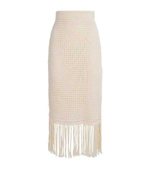 Zimmermann Indra Crochet Midi Skirt With Fringe