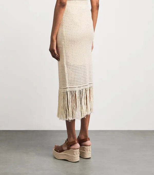Zimmermann Indra Crochet Midi Skirt With Fringe