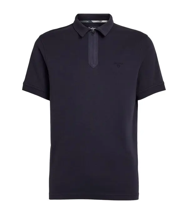 Barbour Zip-up Crackehall Polo Shirt - Navy