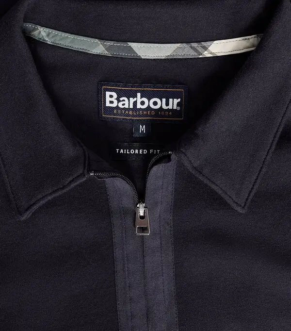 Barbour Zip-up Crackehall Polo Shirt - Navy