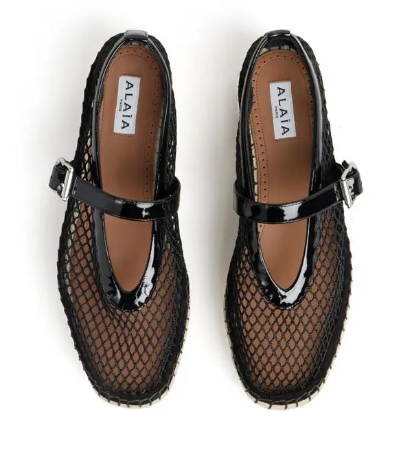 Alaïa Net Platform Espadrilles - Black