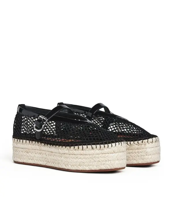 Alaïa Net Platform Espadrilles - Black