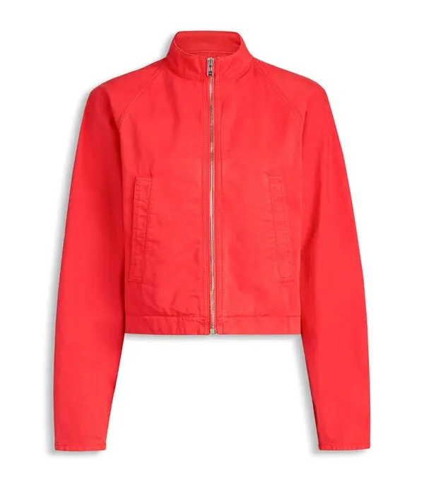 Alaïa High-neck Peplum Denim Jacket - Red