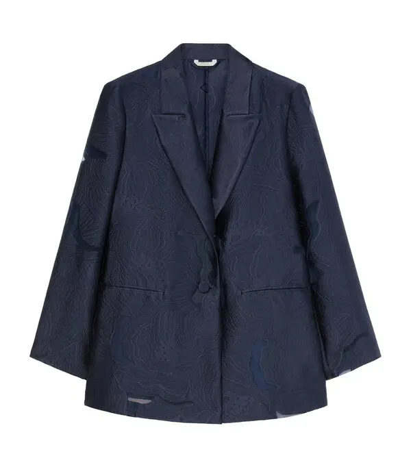 Marina Rinaldi Floral Jacquard Blazer - Navy