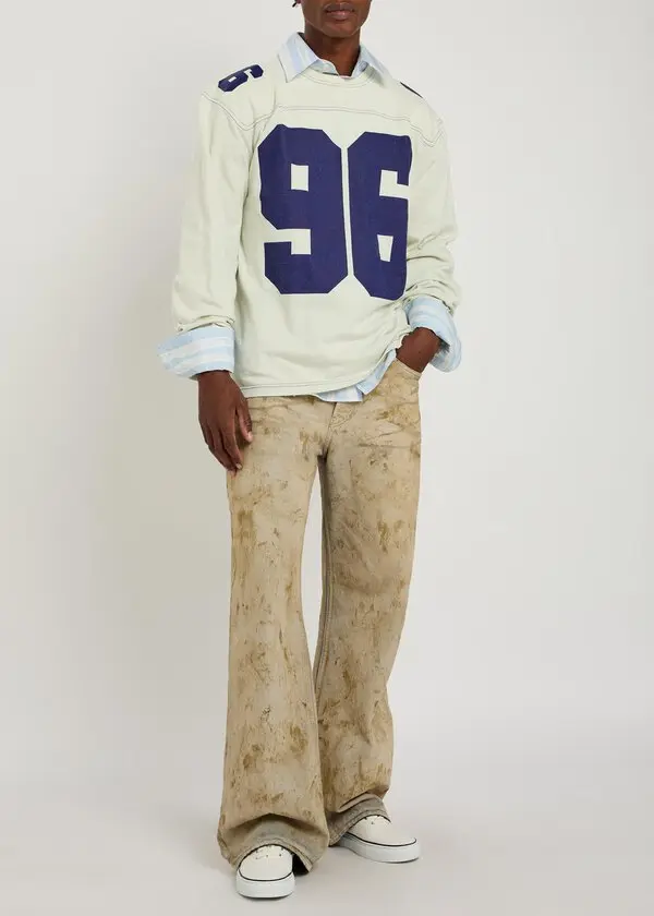 Acne Studios Printed Cotton Long Sleeve T-shirt - Beige