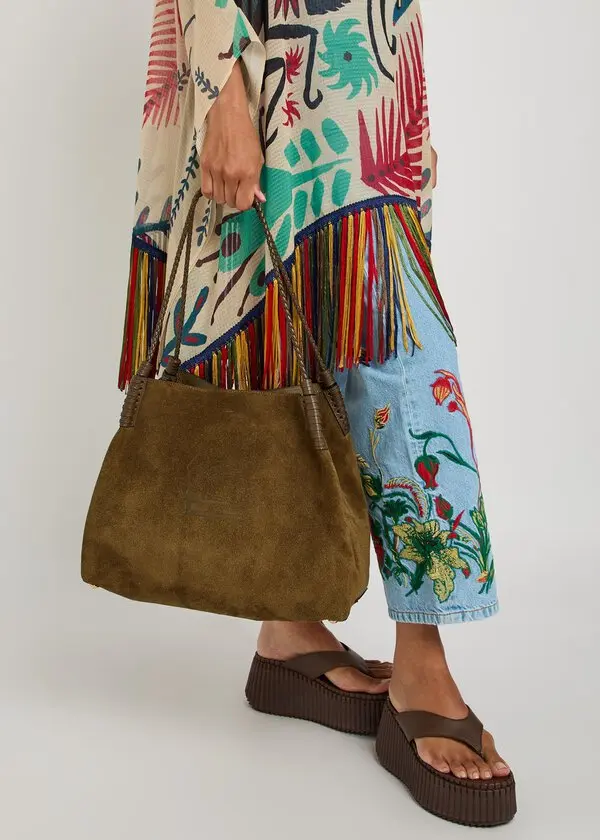 Etro Libra Large Leather And Suede Tote - Multicoloured