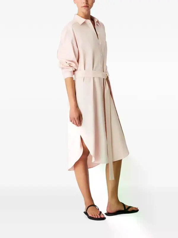 Another Tomorrow Pleated Back Midi Shirt Dress