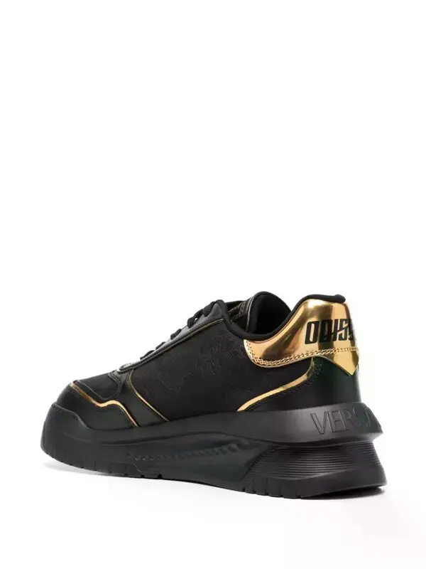 Versace Odissea Chunky Leather Sneakers - Black