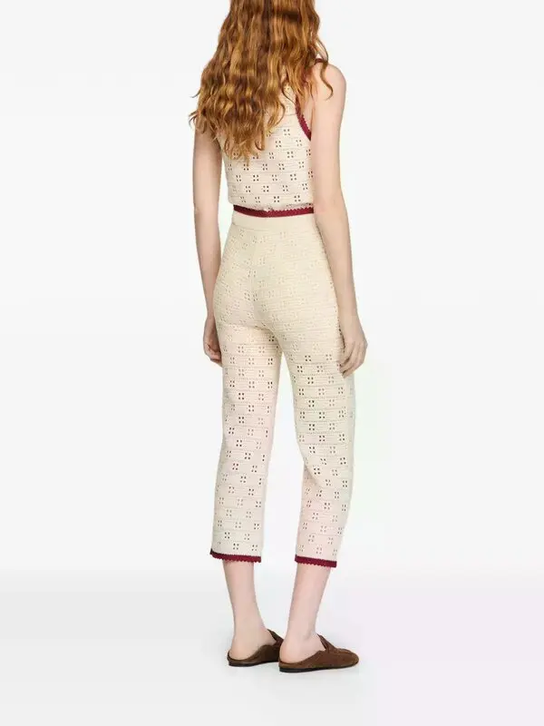 Sandro Crochet-knit Cropped Trousers - White