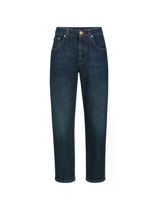 Brunello Cucinelli Shiny Bartack Straight-leg Jeans - Blue