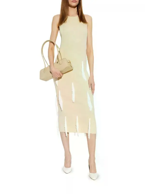 IRO PARIS Fleur Fringe Cutout Midi Dress - Neutrals