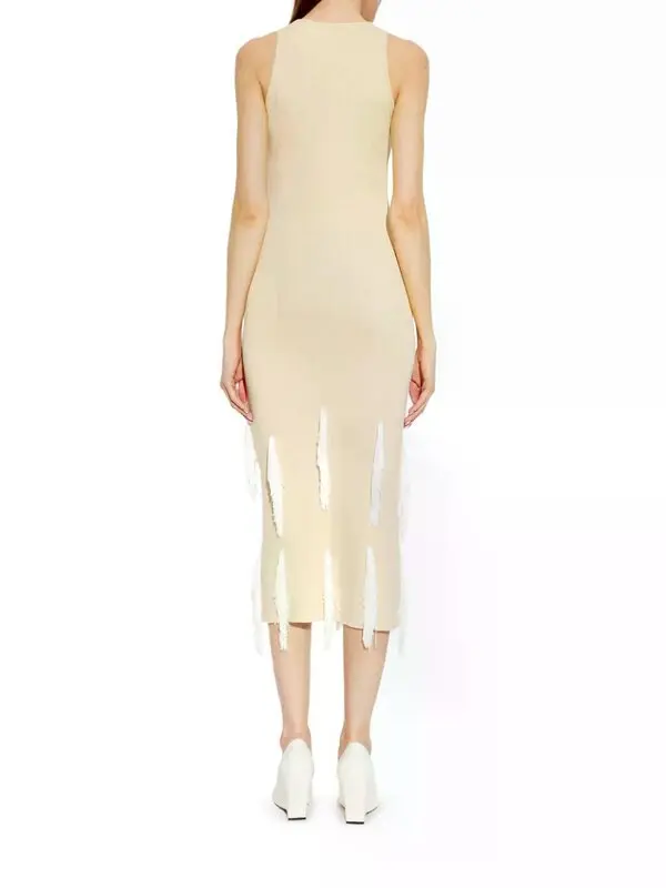 IRO PARIS Fleur Fringe Cutout Midi Dress - Neutrals