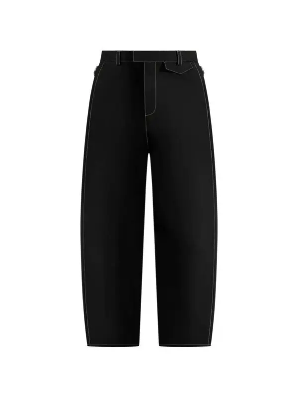 Manière De Voir Maniere De Voir Marceau Contrast-stitch Barrel-leg Trousers - Black
