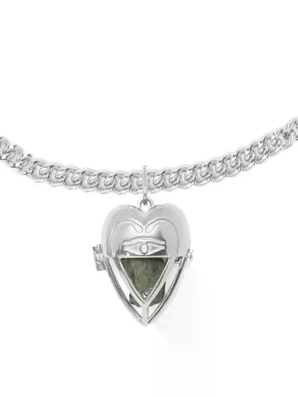 CAPSULE ELEVEN Tone Emerald Heart Pendant Necklace - Silver