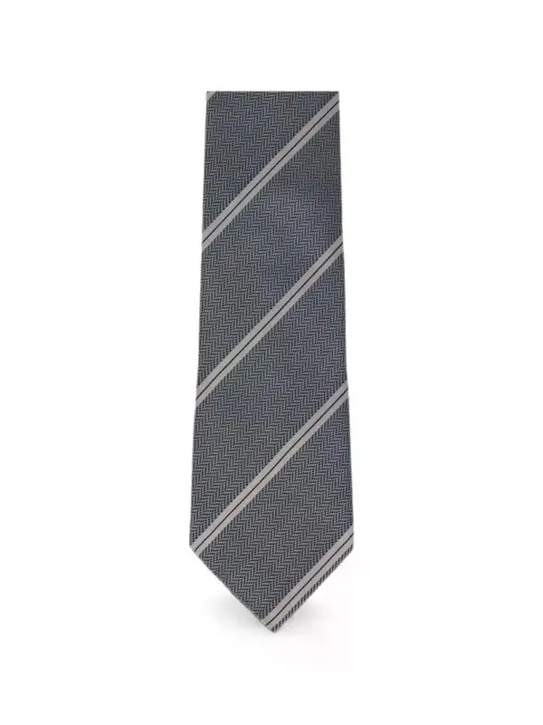 TOM FORD Herringbone Diagonal Stripe Neck Tie - Grey
