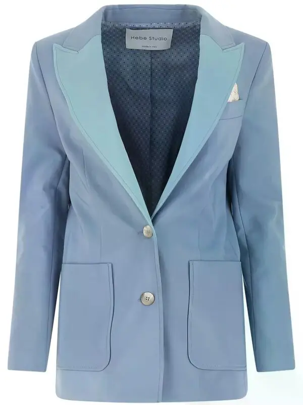 HEBE STUDIO Powder Contrast Lapel Blazer - Blue
