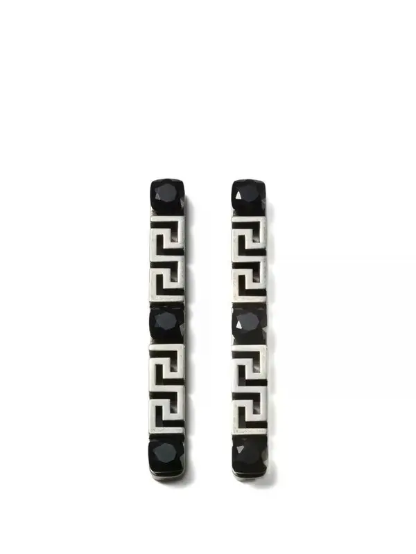 Versace Greca Crystal-embellished Drop Earrings - Silver