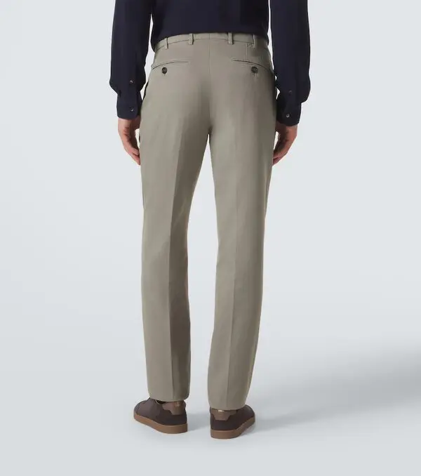 Brunello Cucinelli Cotton Slim Fit Trousers - Green