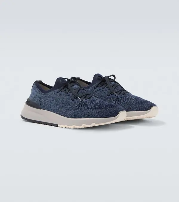 Brunello Cucinelli Knitted Lace-up Sneakers