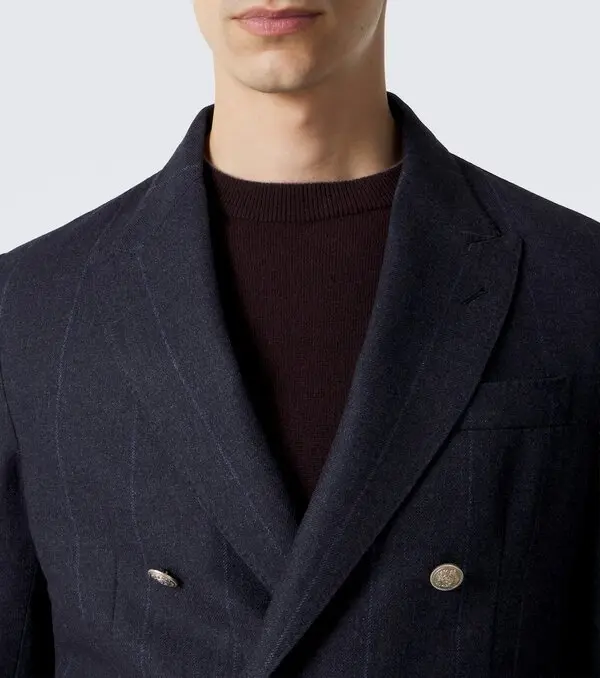Eleventy Pinstriped Wool, Cotton, And Cashmere Blazer