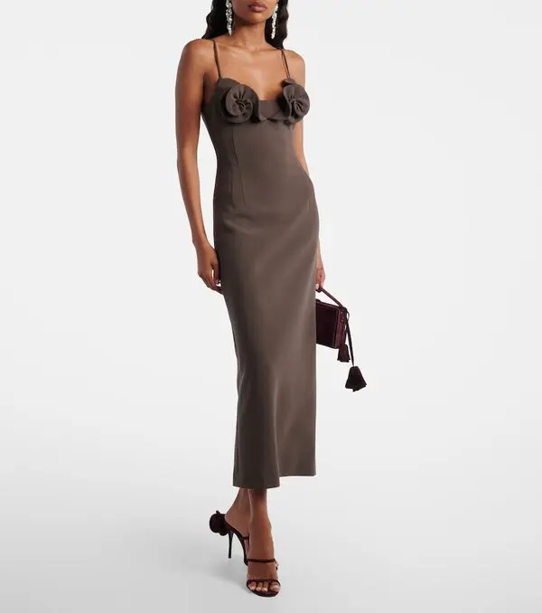 Magda Butrym Floral Appliqué Wool-blend Midi Dress