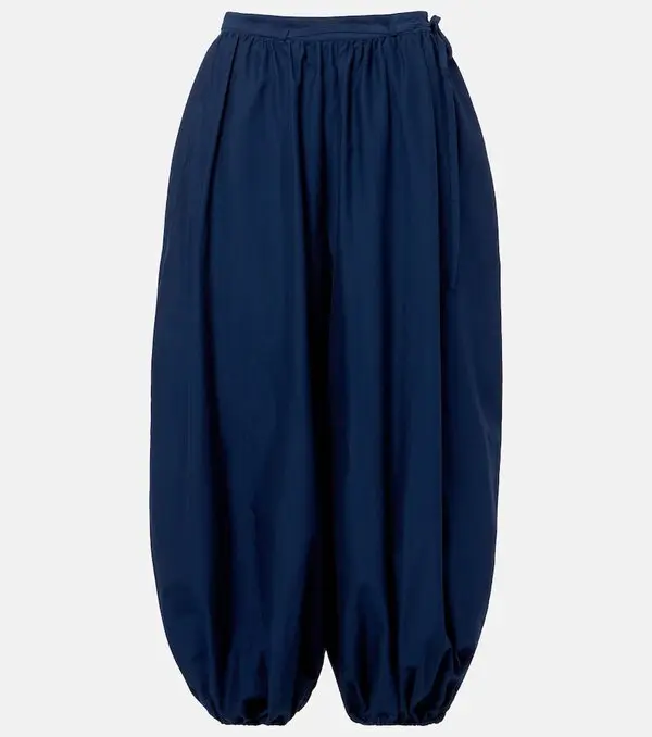 Polo Ralph Lauren Belted Cotton And Silk Balloon Pants - Blue
