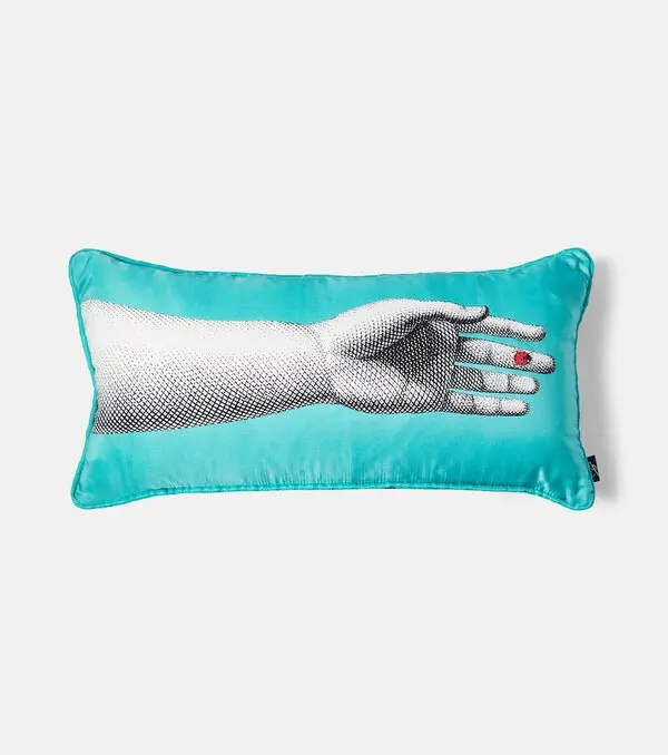 FORNASETTI Mano Printed Silk And Cotton-blend Cushion - Blue