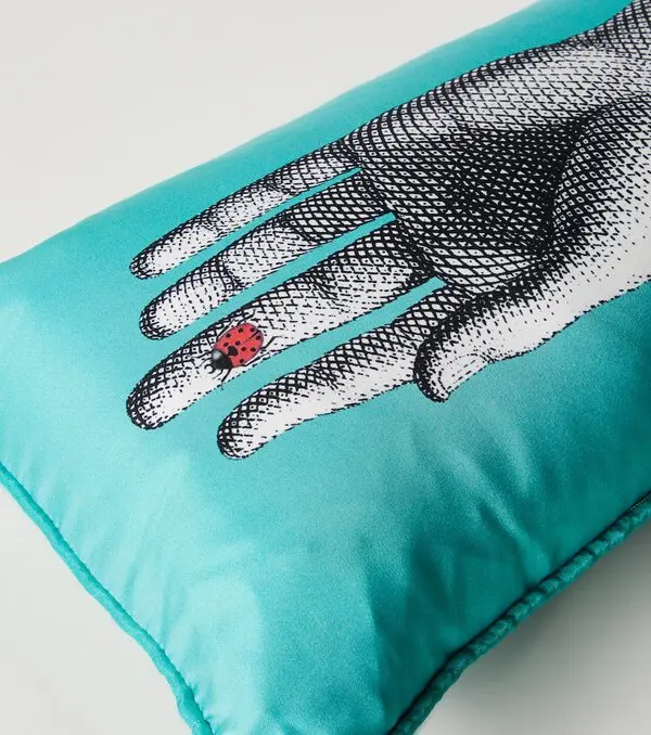 FORNASETTI Mano Printed Silk And Cotton-blend Cushion - Blue