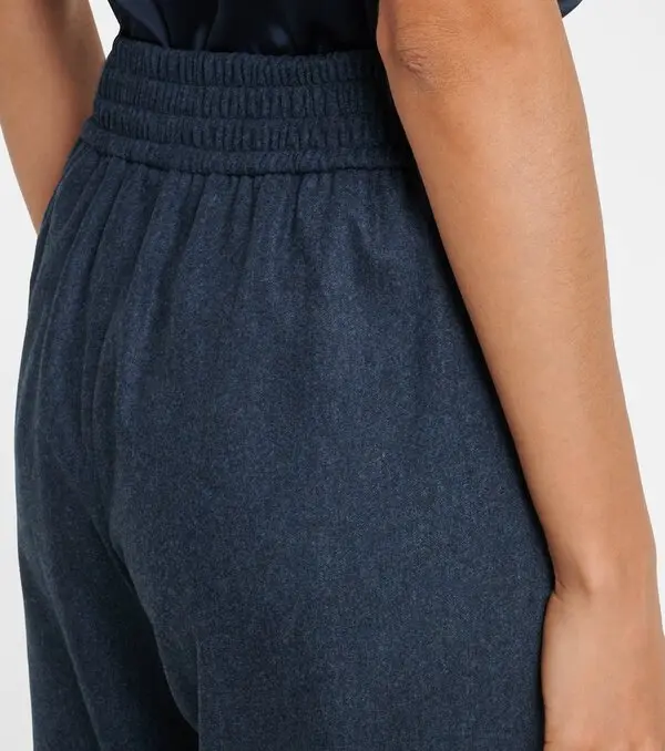 Eleventy Wool And Cashmere Wide-leg Trousers