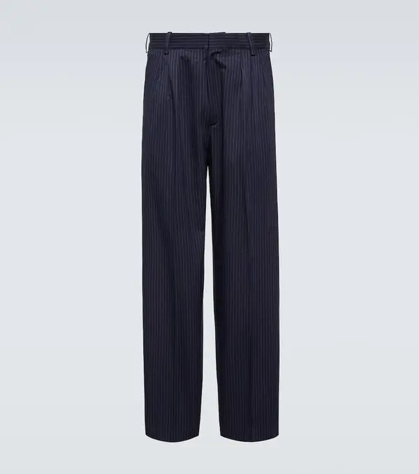 Kenzo Pinstripe Cotton And Linen Trousers